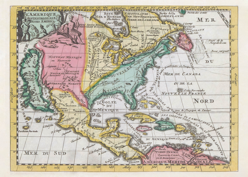Plakat historyczna mapa Ameryki XVII wiek vintage - Plakatello